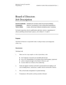 Board job description | Arboretum Housing Co-operative